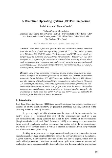 A Real Time Operating Systems (RTOS) Comparison - LISHA