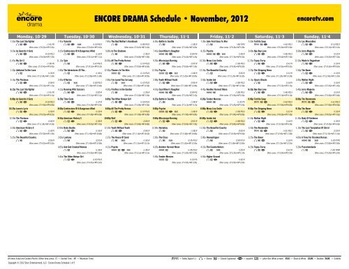 ENCORE DRAMA Schedule - November, 2012 - Starz