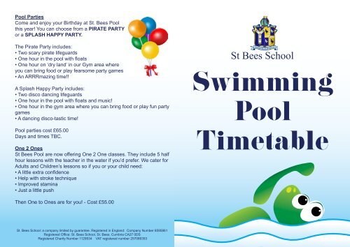 Swimming Pool Timetable - St Bees School