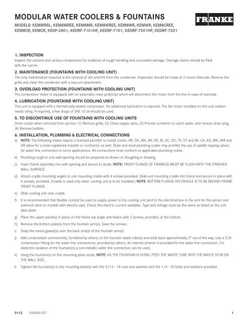 MODULAR WATER COOLERS & FOUNTAINS - Franke