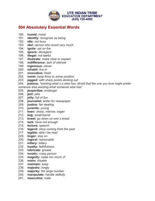 504 Absolutely Essential Words - Uteed.net