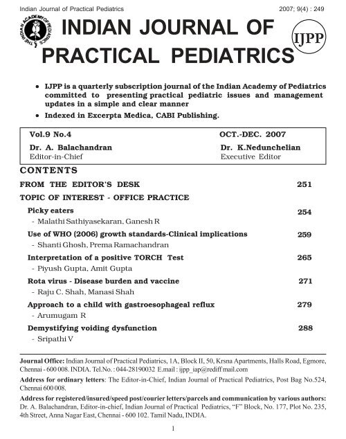 Indian Journal of Practical Pediatrics - IJPP