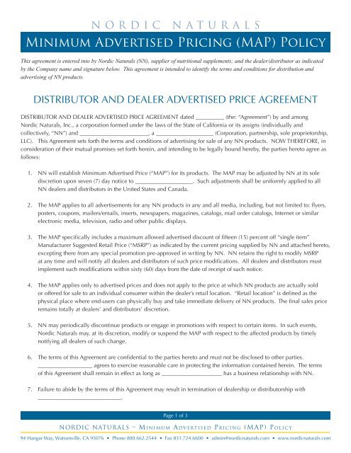 Minimum Advertised Pricing (MAP) Policy - Nordic Naturals