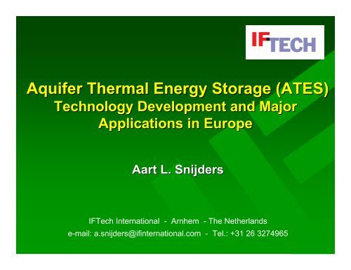 Aquifer Thermal Energy Storage (ATES)