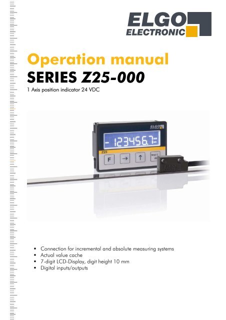Operation manual SERIES Z25-000 - ELGO Electric GmbH