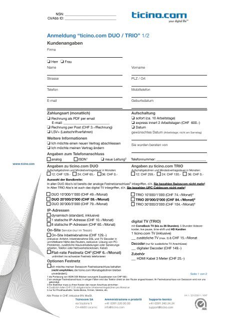 ticino.com DUO / TRIO