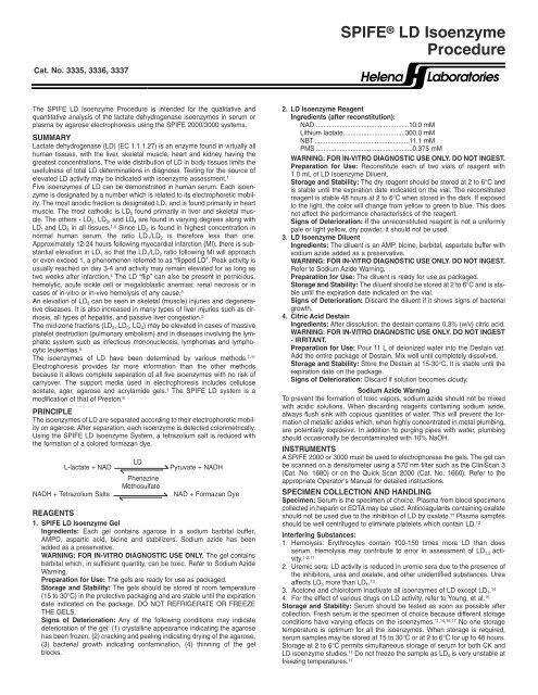 SPIFE® LD Isoenzyme Procedure - Helena