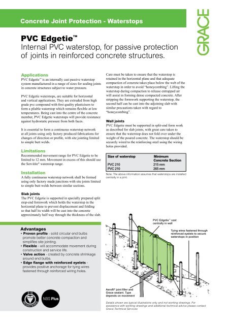 PVC Edgetieâ ¢ Internal PVC waterstop, for passive protection of ...