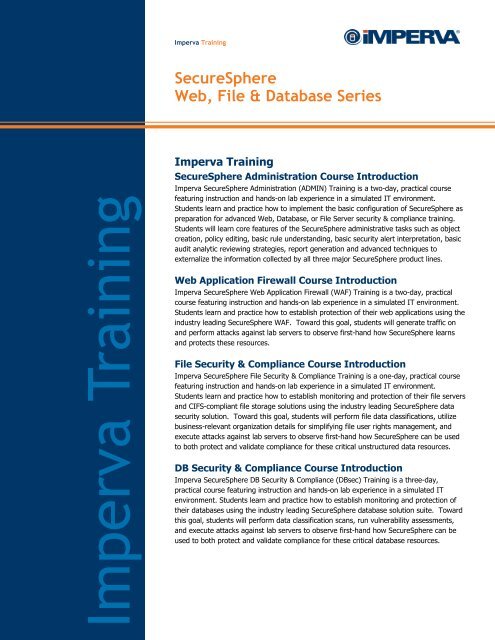 SecureSphere Web, File & Database Series - Imperva