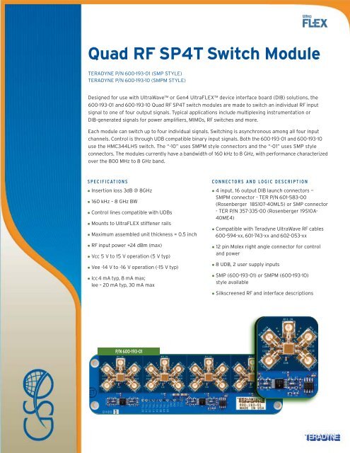 Quad RF SP4T Switch Module - Teradyne GSO
