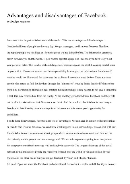 Advantage and Disadvantage of Facebook Essay: Lợi Ích và Hạn Chế Của ...