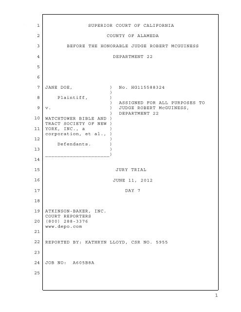 Jury Trial Day 7 â Candace Conti v. Watchtower â June ... - JW Leaks