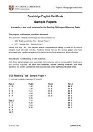 CEC Reading & Writing Test - Sample Paper 1 - Cambridge ESOL