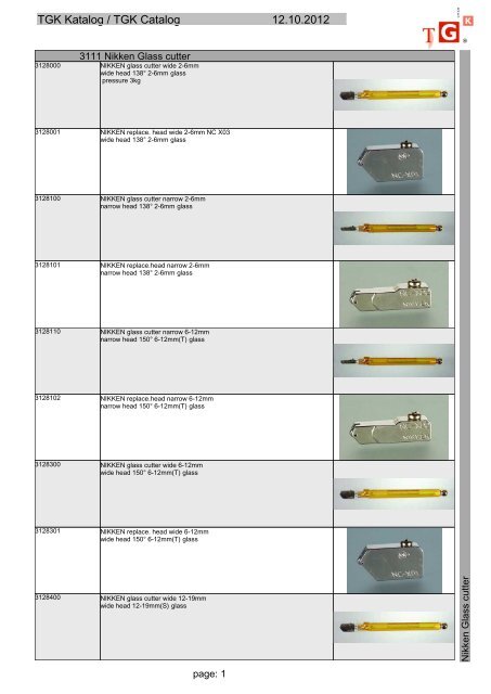 TGK Katalog / TGK Catalog 12.10.2012