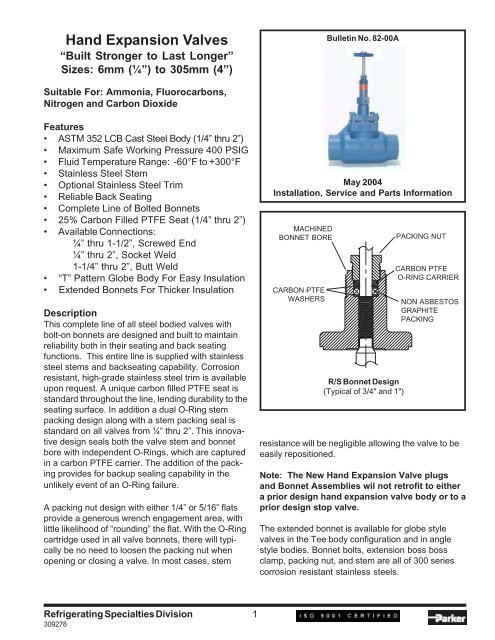 Hand Expansion Valves - Refrigeration Components (RCC)
