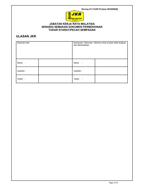 Borang ATJ 03/85 Pindaan