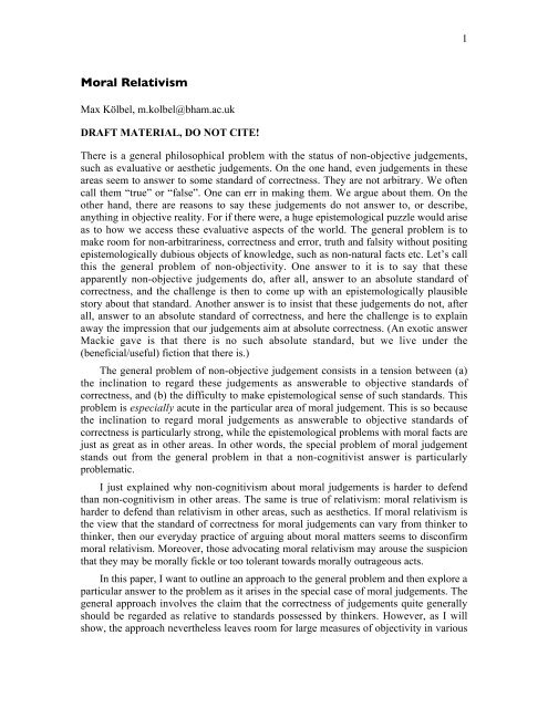 Moral Relativism Examples