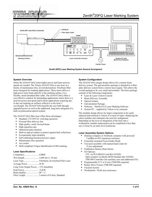 Zenith 20FQ Laser Marking System