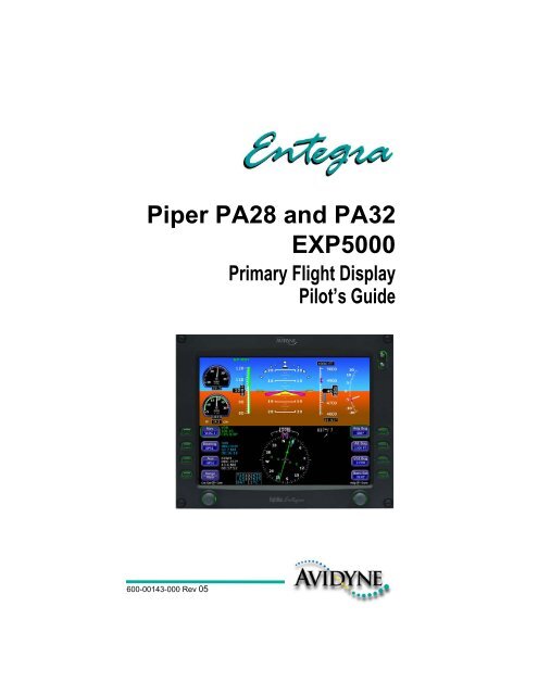 Entegra EXP5000 PFD Guide for the Piper PA-28/32 - Avidyne