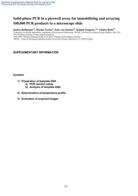 Solid-phase PCR in a picowell array for immobilizing and arraying ...