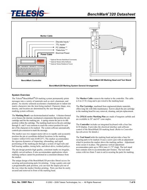 BenchMarkÃƒÂ‚Ã‚Â®320 Datasheet - Telesis Technologies, Inc.