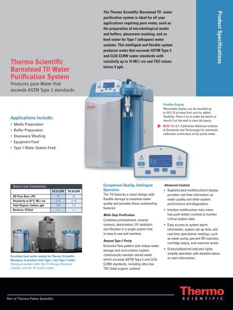 Thermo Scientific Barnstead TII Water Purification System