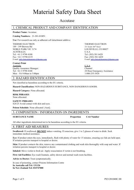 Material Safety Data Sheet