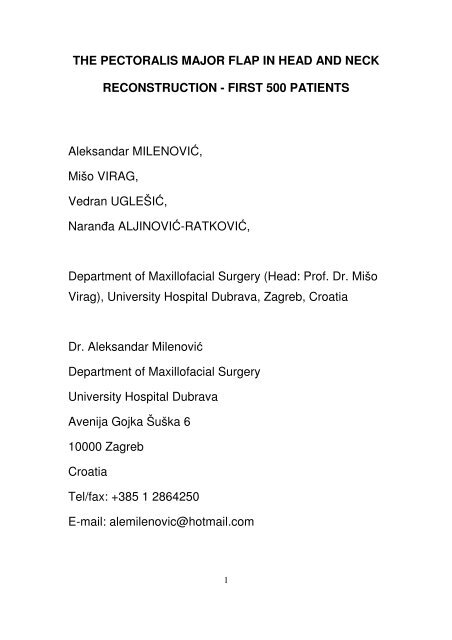 THE PECTORALIS MAJOR FLAP