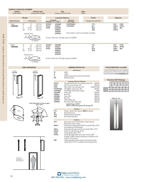 sample catalog number - Visa Lighting