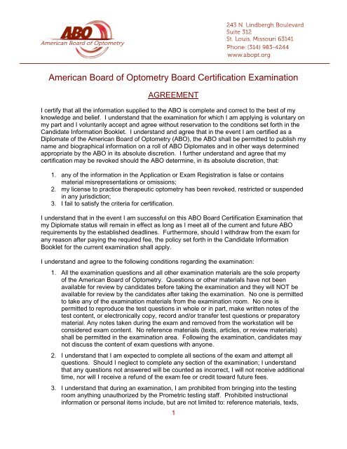American Board of Optometry Board Certification Examination - CECity
