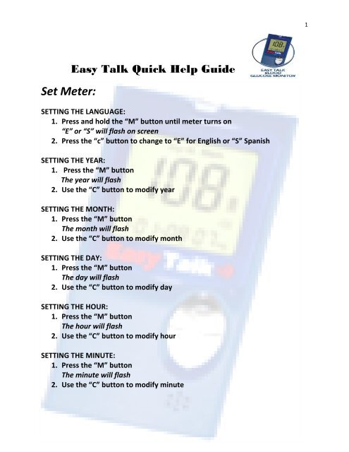 Easy Talk Quick Help Guide