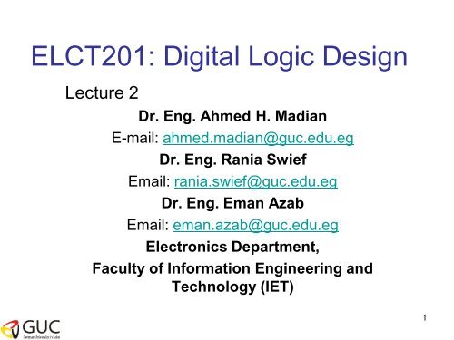Lecture 2 - GUC - Faculty of Information Engineering & Technology