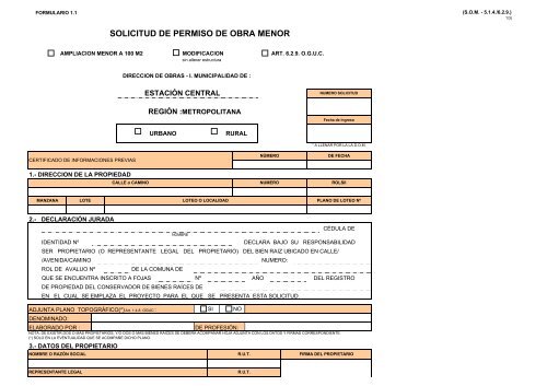 Solicitud Permiso Obra Menor - Municipalidad de EstaciÃ³n Central