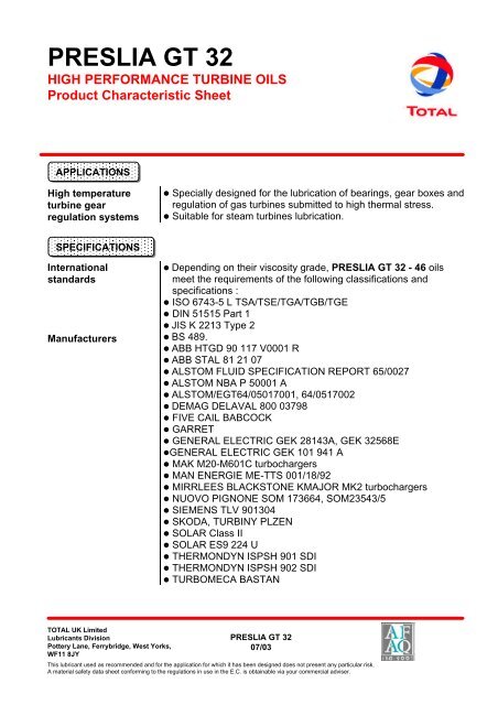 PRESLIA GT 32.pdf - lubes-online.co.uk