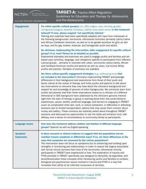 TARGET-A: Trauma Affect Regulation - WSU Extension