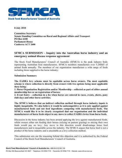 STOCK FOOD SUPPLIER DECLARATION FORM - sfmca