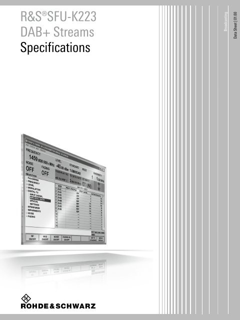 R&S SFU-K223 DAB+ Streams - Rohde & Schwarz