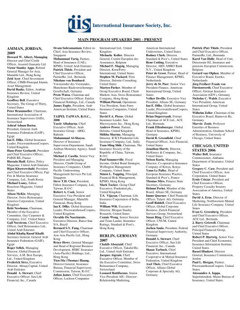 Past Program Speakers - International Insurance Society