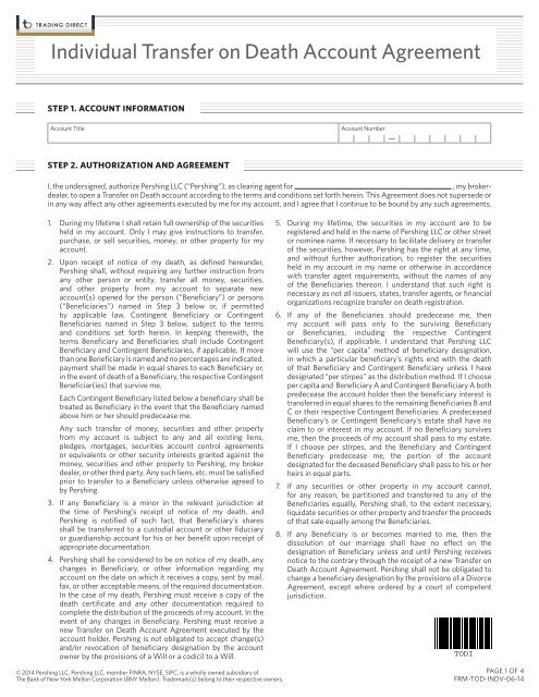 Individual Transfer on Death Account Agreement - Trading Direct