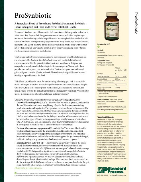 ProSynbiotic Product Detail Sheet - Standard Process