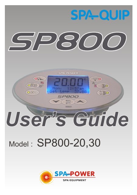 SP800 manual - West Coast Spas