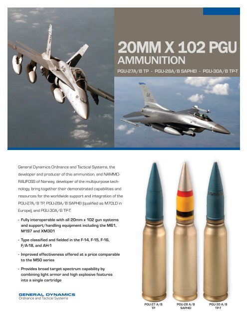 20MM X 102 PGU - General Dynamics Ordnance and Tactical ... 20MM X 102 PGU - General Dynamics Ordnance and Tactical ...