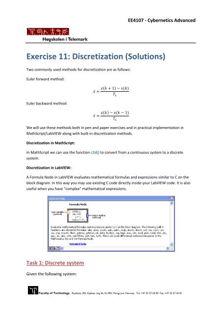 Exercise 11 Discretization Solutions