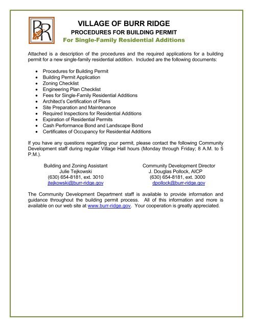 Building Permit Packet for Addition to a Single-Family Residence