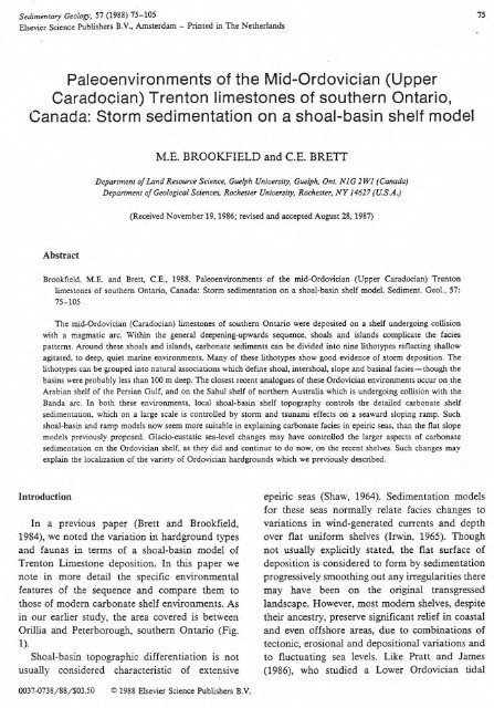 Paleoenvironments of the Mid-Ordovician (Upper Caradocian ...