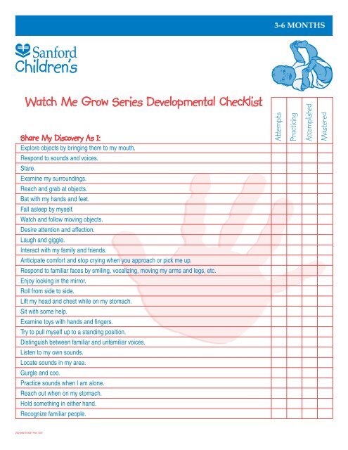 Watch Me Grow Series Developmental Checklist - Sanford Health