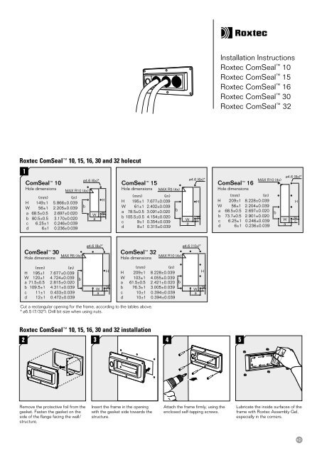 Installation Instructions Roxtec ComSeal™ 10 Roxtec ComSeal ...