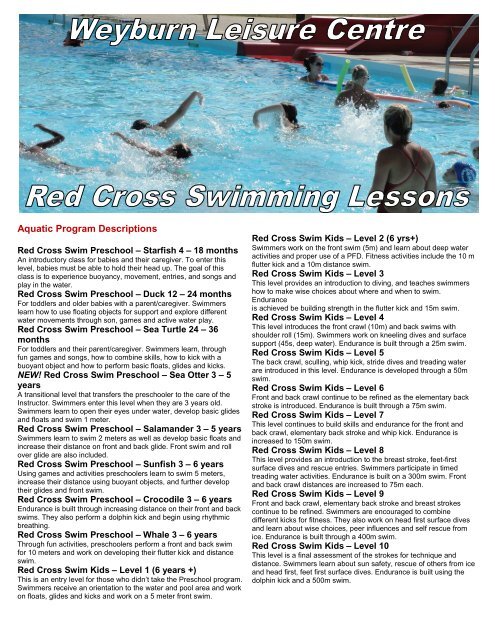 Red Cross Swim Program Infromation