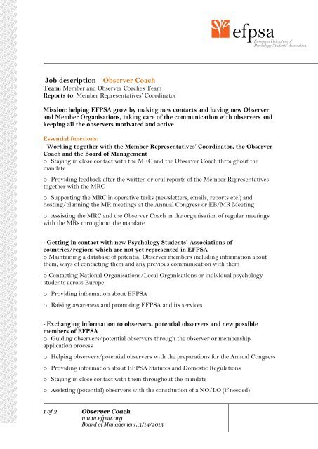 Observer Coach - EFPSA