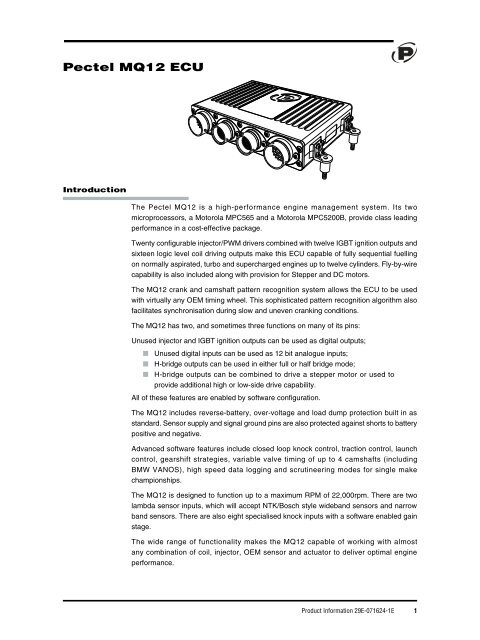 Pectel MQ12 ECU - RB Racing